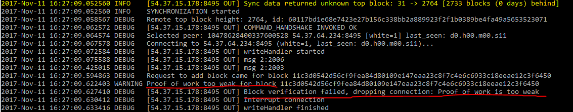 Block verification failed, dropping connection: Proof of work is too weak · Issue #44 · forknote ...