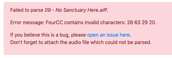 Unable To Parse Aiff Files Error Message Fourcc Contains Invalid