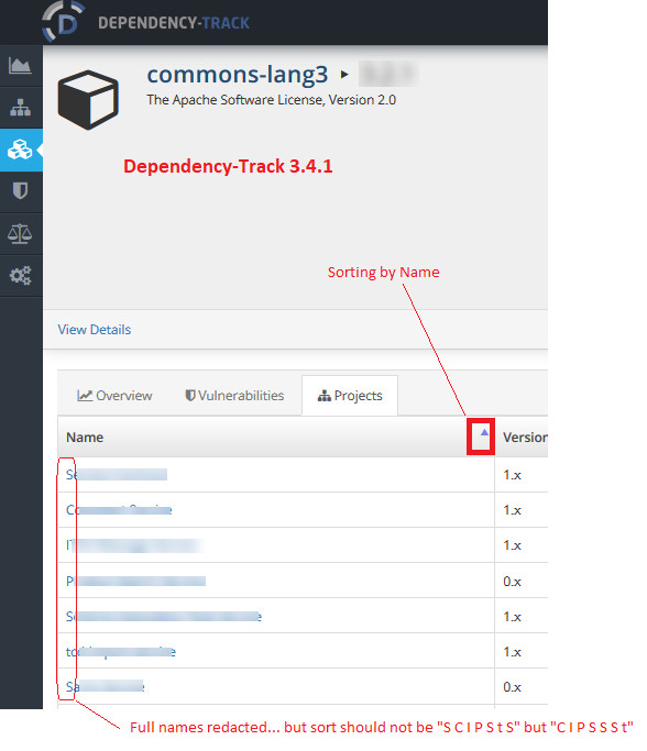 Component "Projects" tab: No Column Sort · Issue #353 · DependencyTrack/dependency-track · GitHub