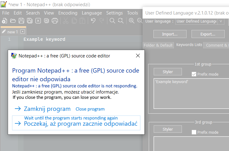 UDL multi-part keyword in prefix mode freezes Notepad++ · Issue #11434 ...