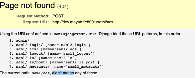 URL to the assetion consumer service (ACS) not found · Issue #312 · IdentityPython/djangosaml2 ...