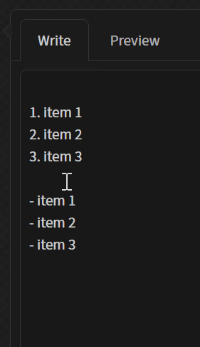 When adding a new line between the list items in Source Code Mode, the autocomplete of bullet ...