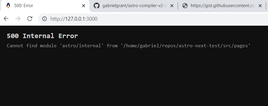 🐛 BUG: v0.21 fails to compile/serve minimal template (compiler v2): missing module 'astro ...