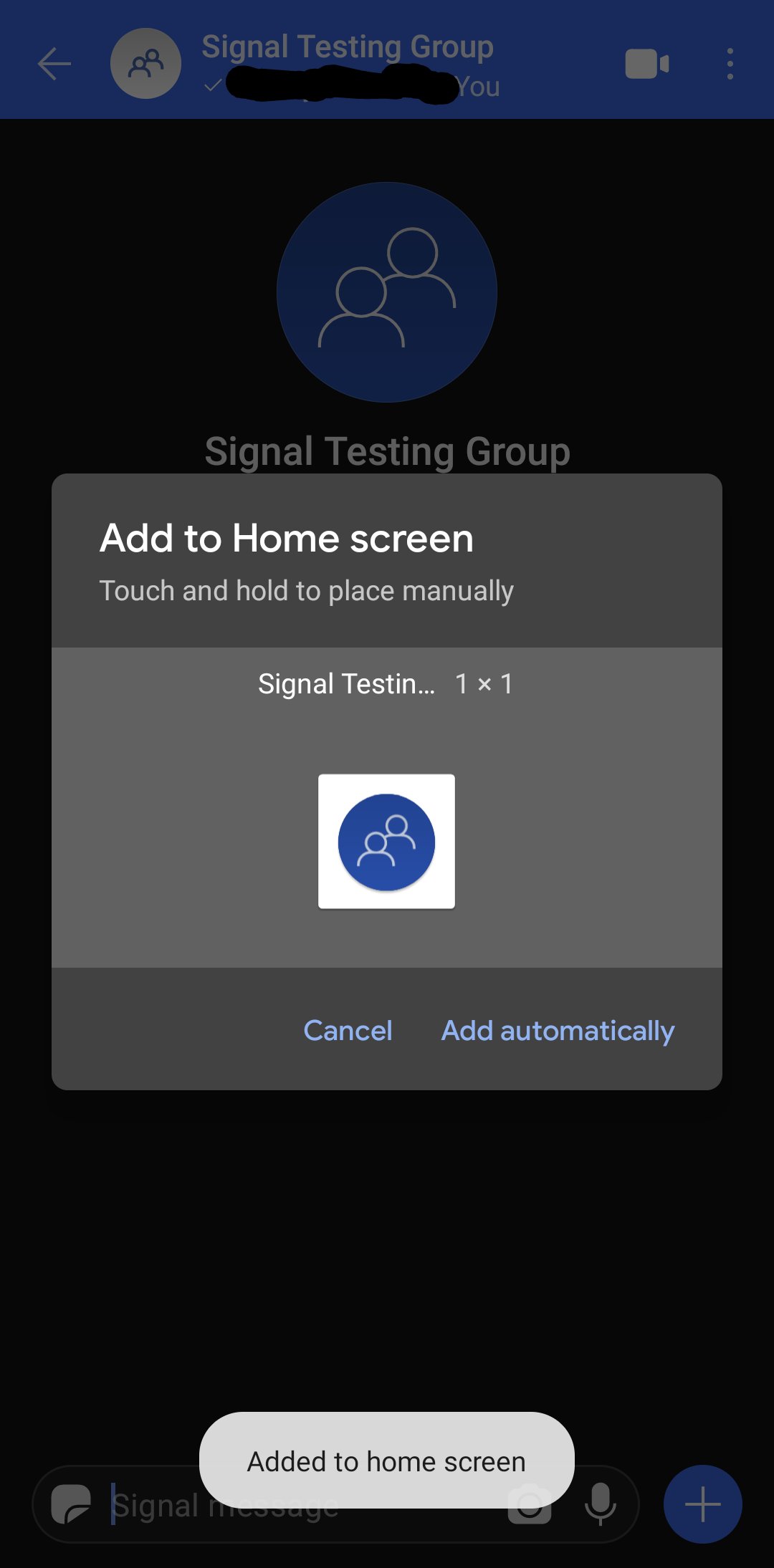 "Added to home screen" pops before the group is added to home screen ...