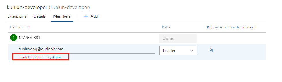 Cannot add new member to extension publisher · Issue #79 · microsoft/vsmarketplace · GitHub