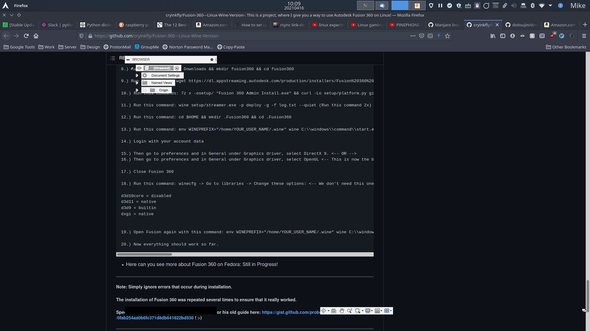 Manjaro Install *solved* · Issue #6 · cryinkfly/Autodesk-Fusion-360-for-Linux · GitHub