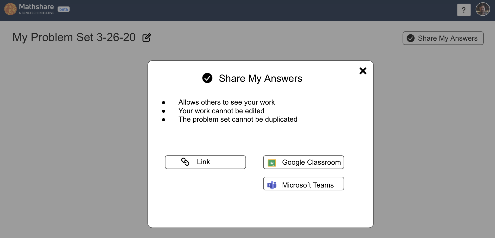 Changes to share options · Issue #1086 · benetech/MathShare · GitHub