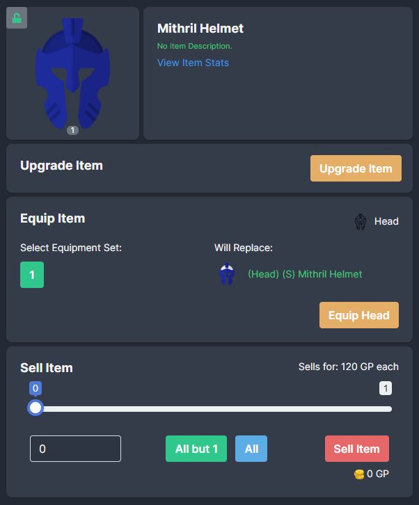 Bug Cant Sell Mithril Helmet 0 Gp Value · Issue 3493 · Melvoridle 