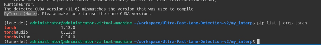 build.sh 报cuda与pytorch版本不匹配错误 · Issue #64 · cfzd/Ultra-Fast-Lane-Detection-v2 · GitHub