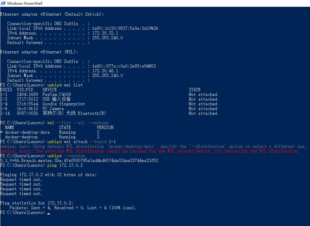 The specified WSL distribution cannot be reached via the WSL virtual switch · Issue #136 ...