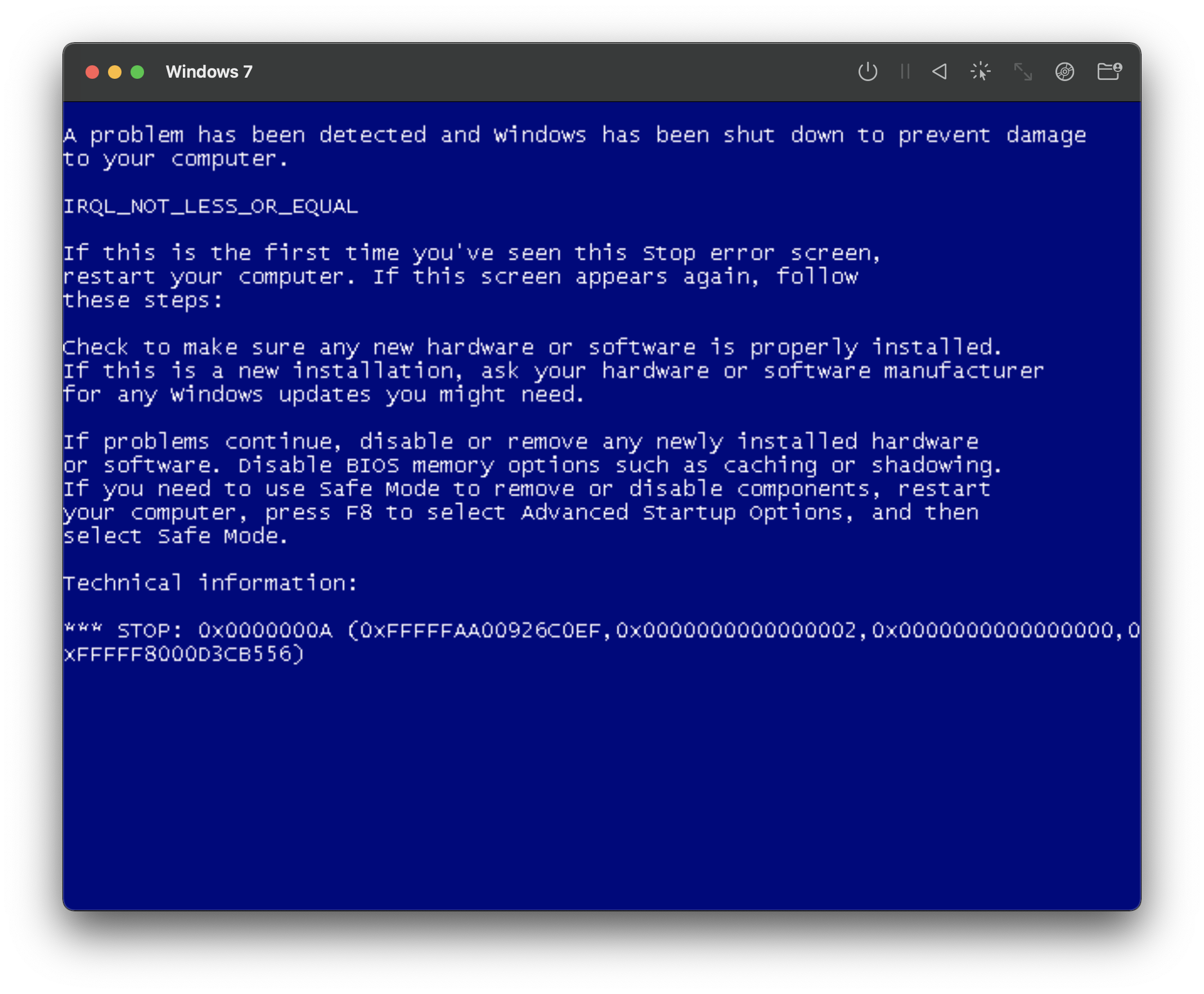 Stop Error Screen Windows 7 8868