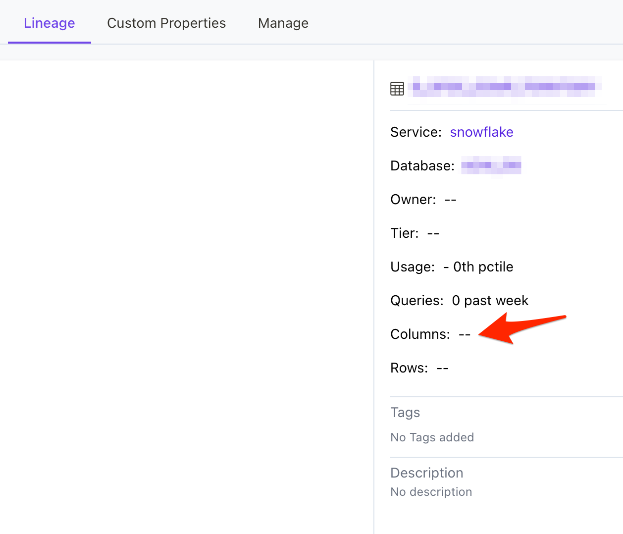 UI | Table Detail pane on the Lineage tab doesn't show the column count · Issue #6947 · open ...
