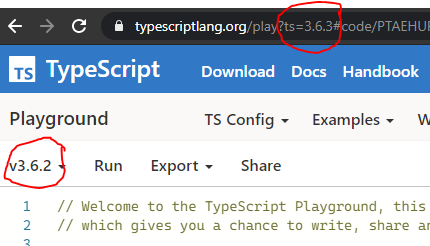Playground: ts version shown in search bar and in dropdown are not same ...