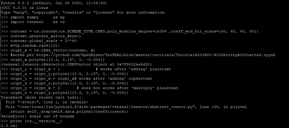 Polyval upto x^3 (multiplied-ciphertext) getting 'scale out of bounds' error · Issue #216 ...
