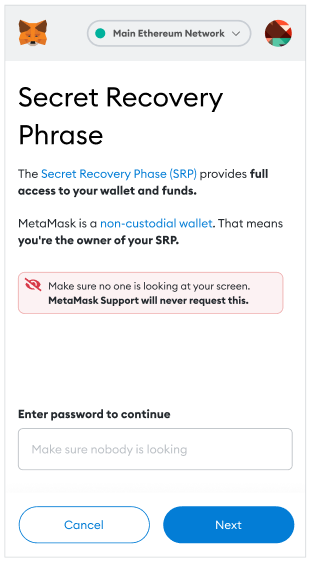 Warn Users About The Risks When Exporting The Srp · Issue 13229 · Metamaskmetamask Extension 