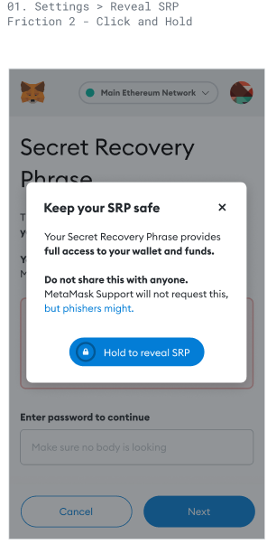 Warn users about the risks when exporting the SRP · Issue #13229 ...