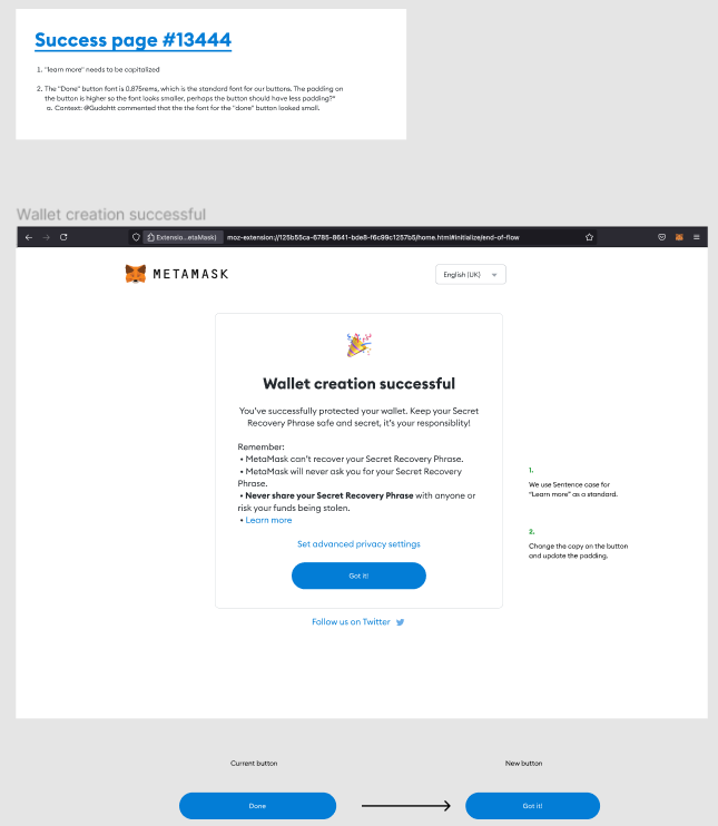 Success page · Issue #13444 · MetaMask/metamask-extension · GitHub