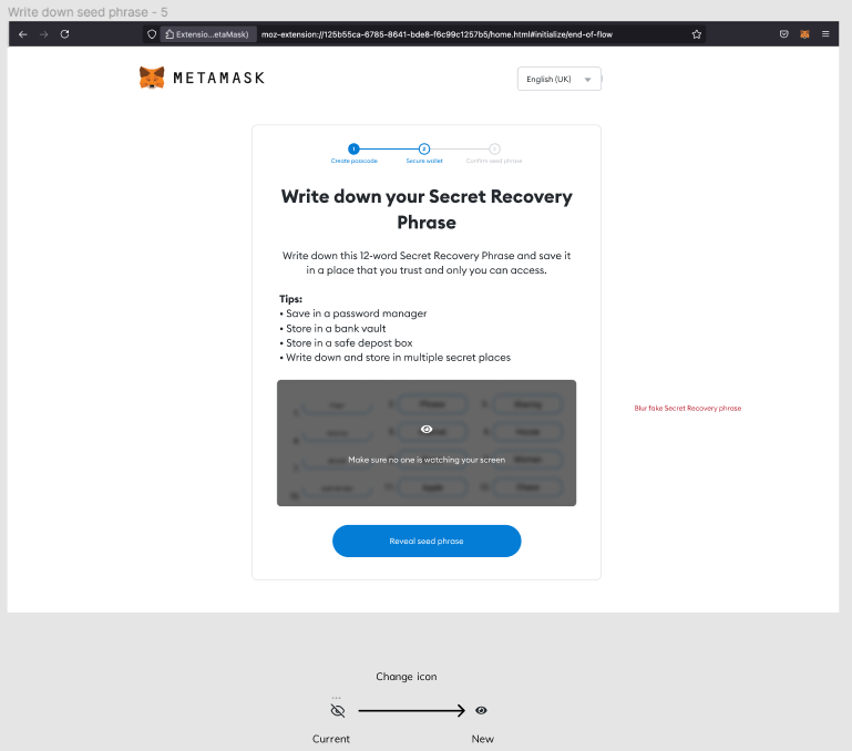 Write down your SRP page · Issue #13457 · MetaMask/metamask-extension ...