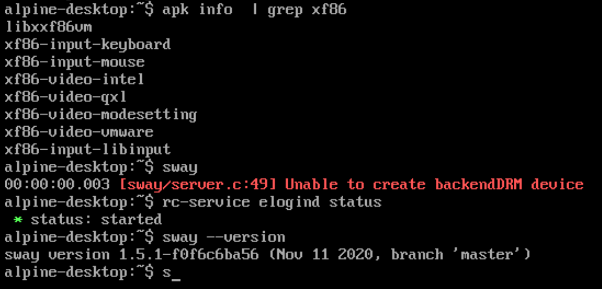 Sway crashes on Alpine Linux in QEMU with QXL graphics · Issue #5839 · swaywm/sway · GitHub