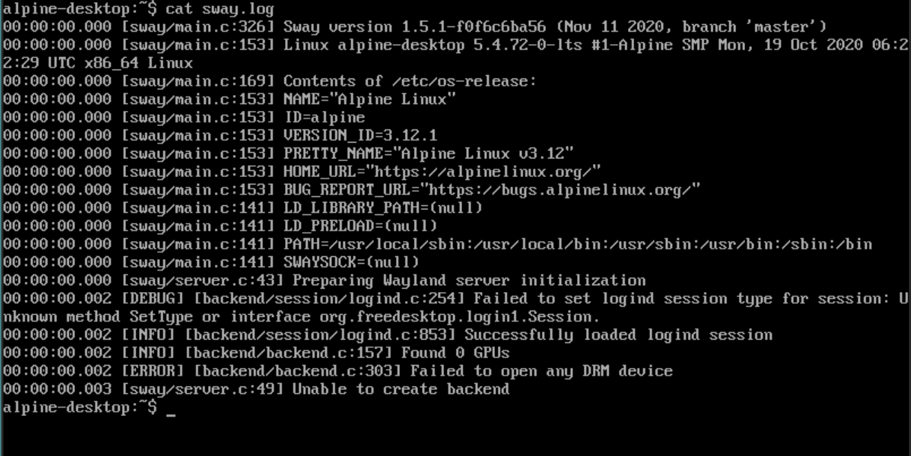 Sway crashes on Alpine Linux in QEMU with QXL graphics · Issue #5839 · swaywm/sway · GitHub