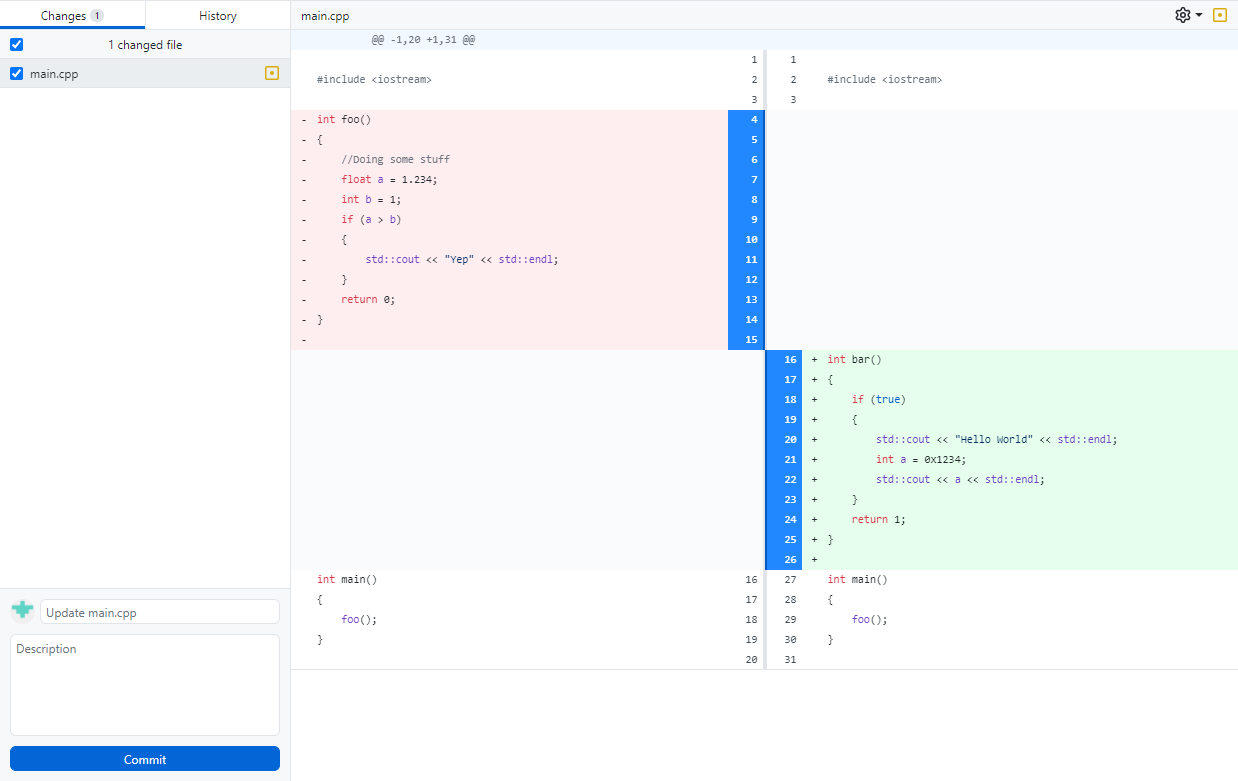 Add ability to make diff more cohesive (larger hunks) for better ...