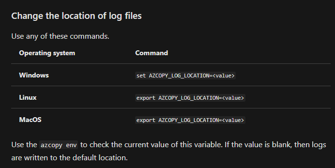 AZCOPY_LOG_LOCATION · Issue #421 · Azure/azure-storage-azcopy · GitHub