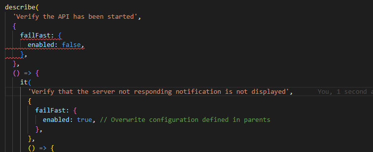 Argument of type '{ failFast: { enabled: boolean; }; }' is not assignable to parameter of type ...