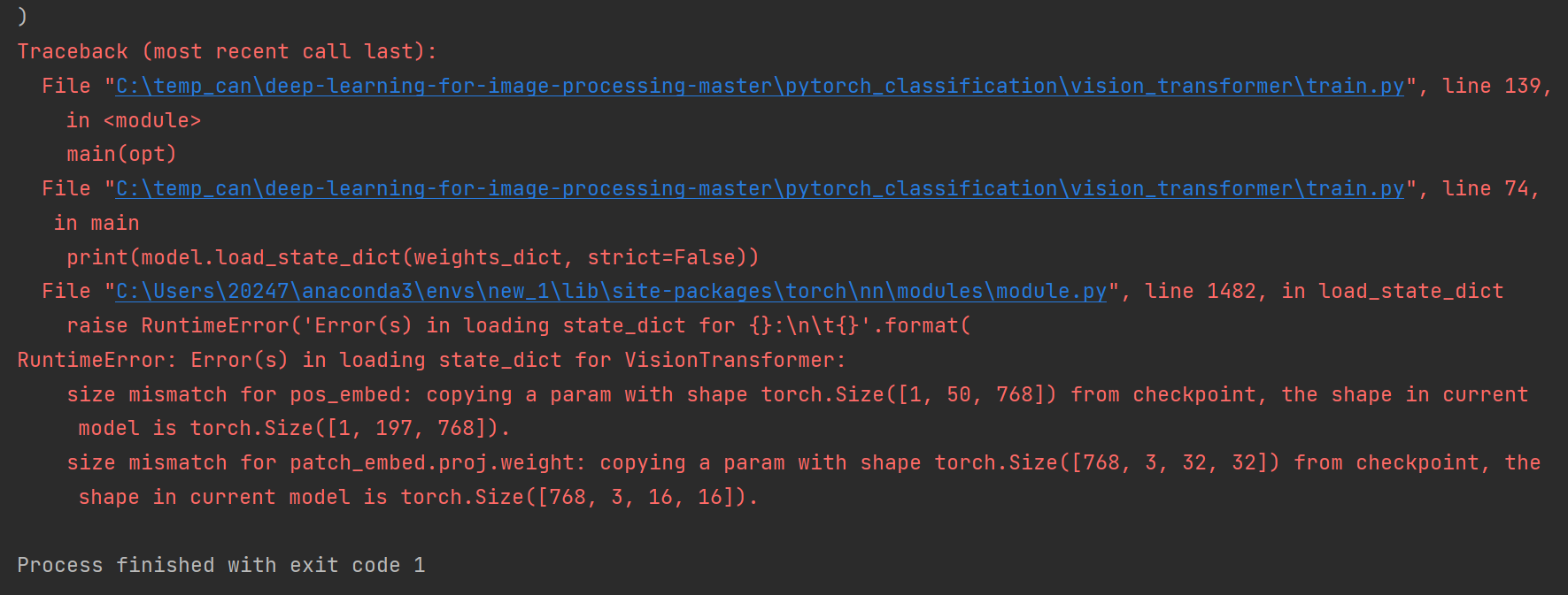 VIT的模型报错，尺寸不对？ · Issue #684 · WZMIAOMIAO/deep-learning-for-image-processing · GitHub