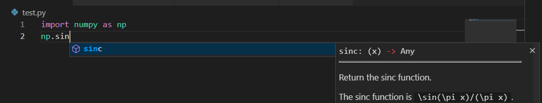 Numpy ufunc has no intellisense! · Issue #751 · microsoft/pylance ...