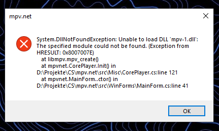 Unable to load DLL 'mpv-1.dll' · Issue #296 · mpvnet-player/mpv.net · GitHub
