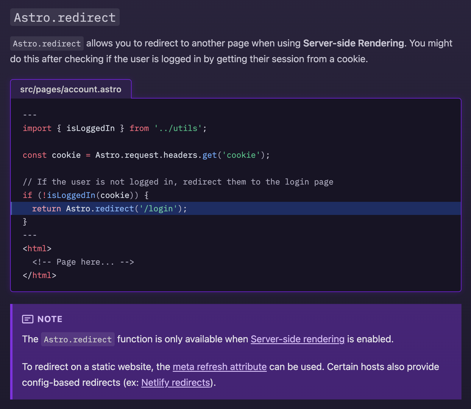 Missing Documentation For `astroredirect` In Api Reference · Issue 2558 · Withastrodocs · Github