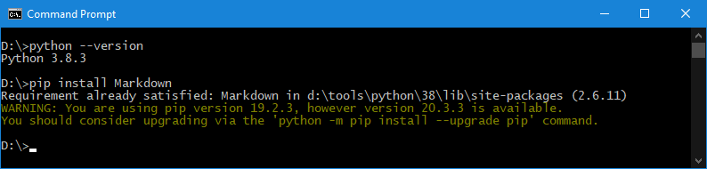 An error occurred while displaying the content : module 'markdown' has no attribute 'version ...
