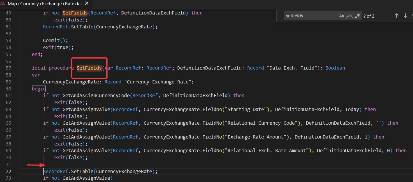 CU1280 "Map Currency Exchange Rate", we need to use GetAndAssignValue function in SetFields ...