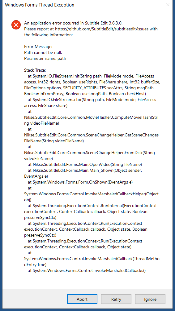 An error message · Issue #5467 · SubtitleEdit/subtitleedit · GitHub