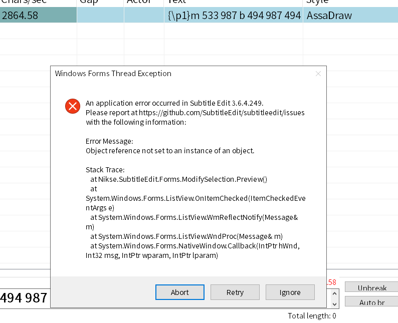 Modify Selection error · Issue #5676 · SubtitleEdit/subtitleedit · GitHub