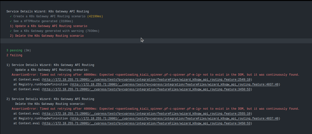 [CI] Cypress flake - k8s Gateway API Routing · Issue #5761 · kiali/kiali · GitHub