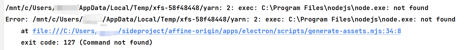 yarn generate-assets throws error on windows · Issue #1960 · toeverything/AFFiNE · GitHub