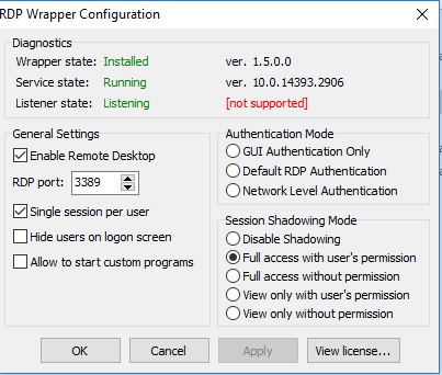 Rdp Wrapper ver. 10.0.14393.2906 not working. · Issue #723 · stascorp ...