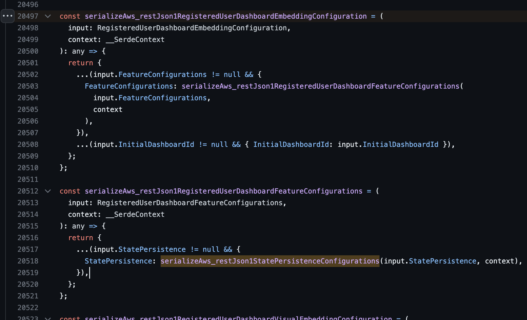 Missing mapping for QuickSight GenerateEmbedUrlForRegisteredUserCommand FeatureConfigurations ...
