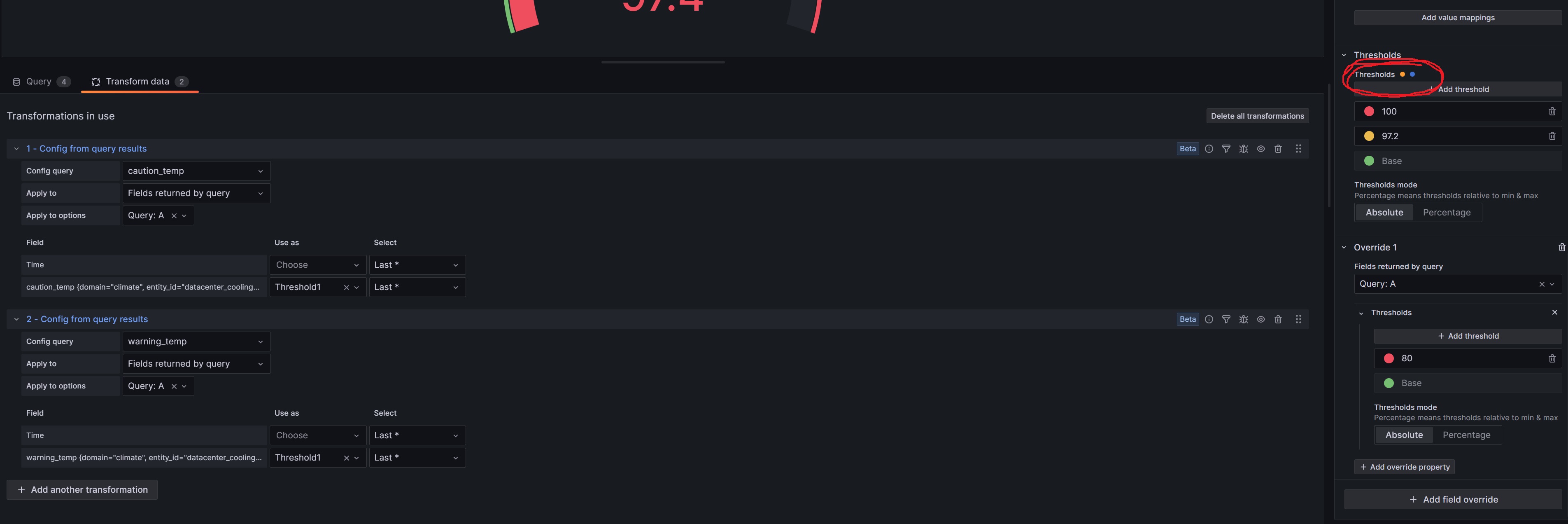 Config From Query Only Allows One Threshold No Modification · Issue 78013 · Grafana Grafana