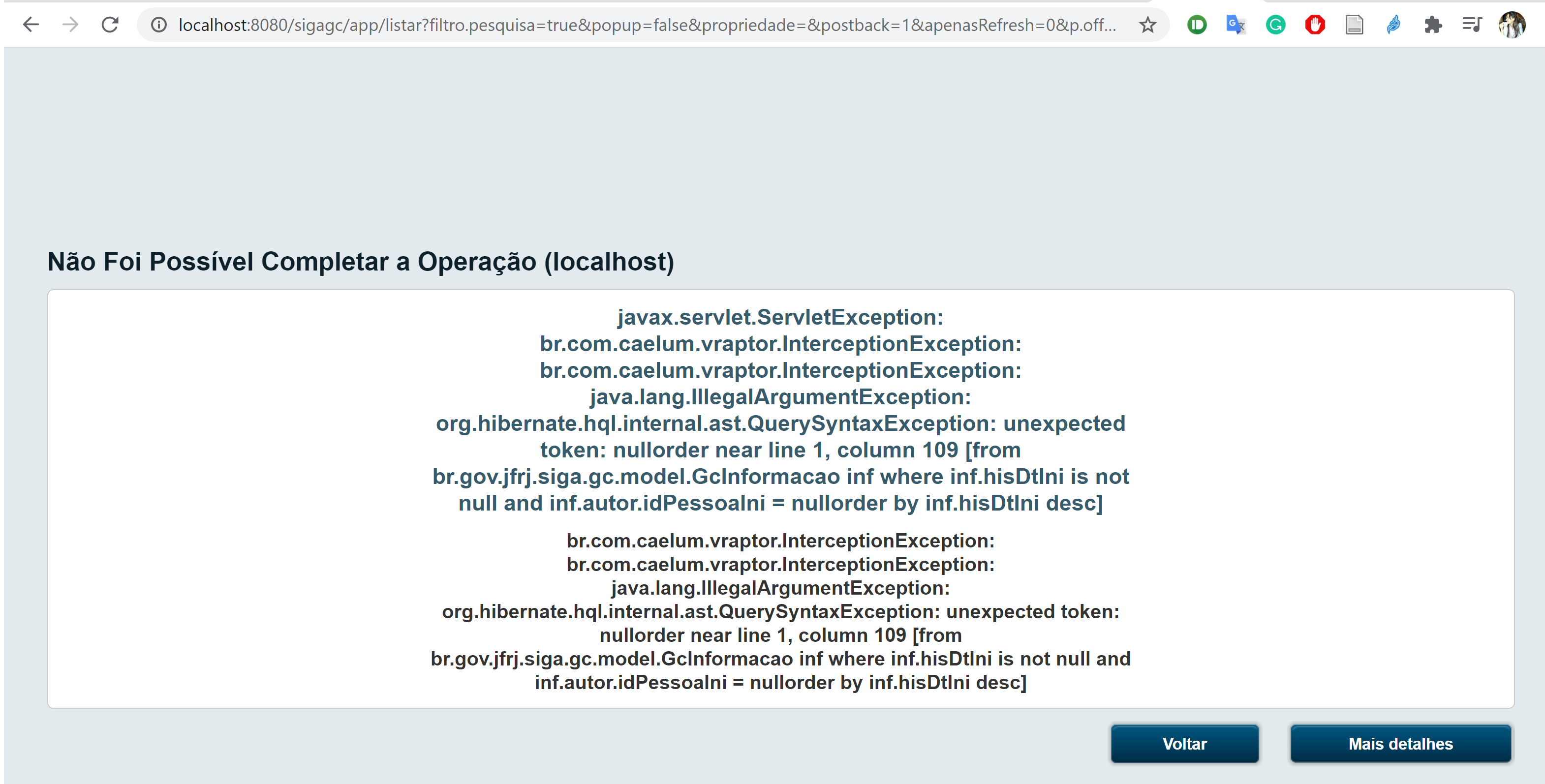 Siga-GC: Erro na pesquisa de conhecimentos · Issue #1842 · projeto-siga/siga · GitHub