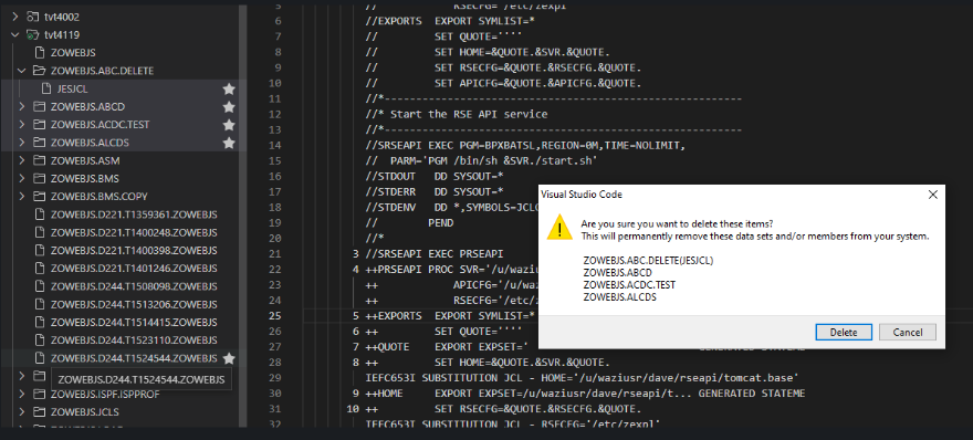 Deleting a member while the PDS remaining selected will delete the whole PDS · Issue #1470 ...