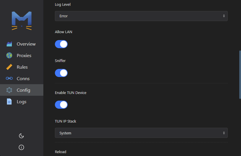 控制面板的 Config 中的 Sniffer 选项未遵从配置且不可交互 · Issue #181 · MetaCubeX/mihomo · GitHub