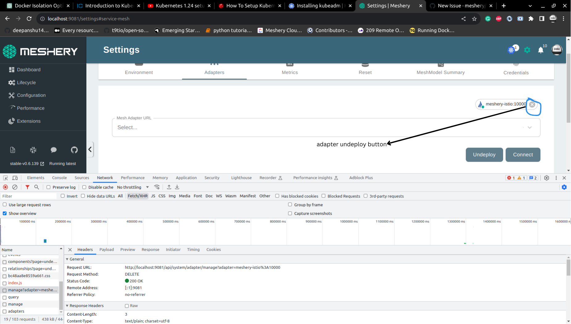 [API] Wrong API endpoint is called while undeploying mesh adapters · Issue #8799 · meshery ...