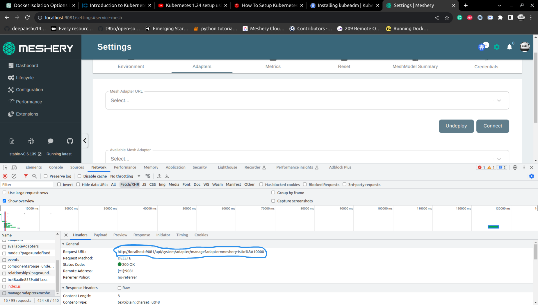 [API] Wrong API endpoint is called while undeploying mesh adapters · Issue #8799 · meshery ...