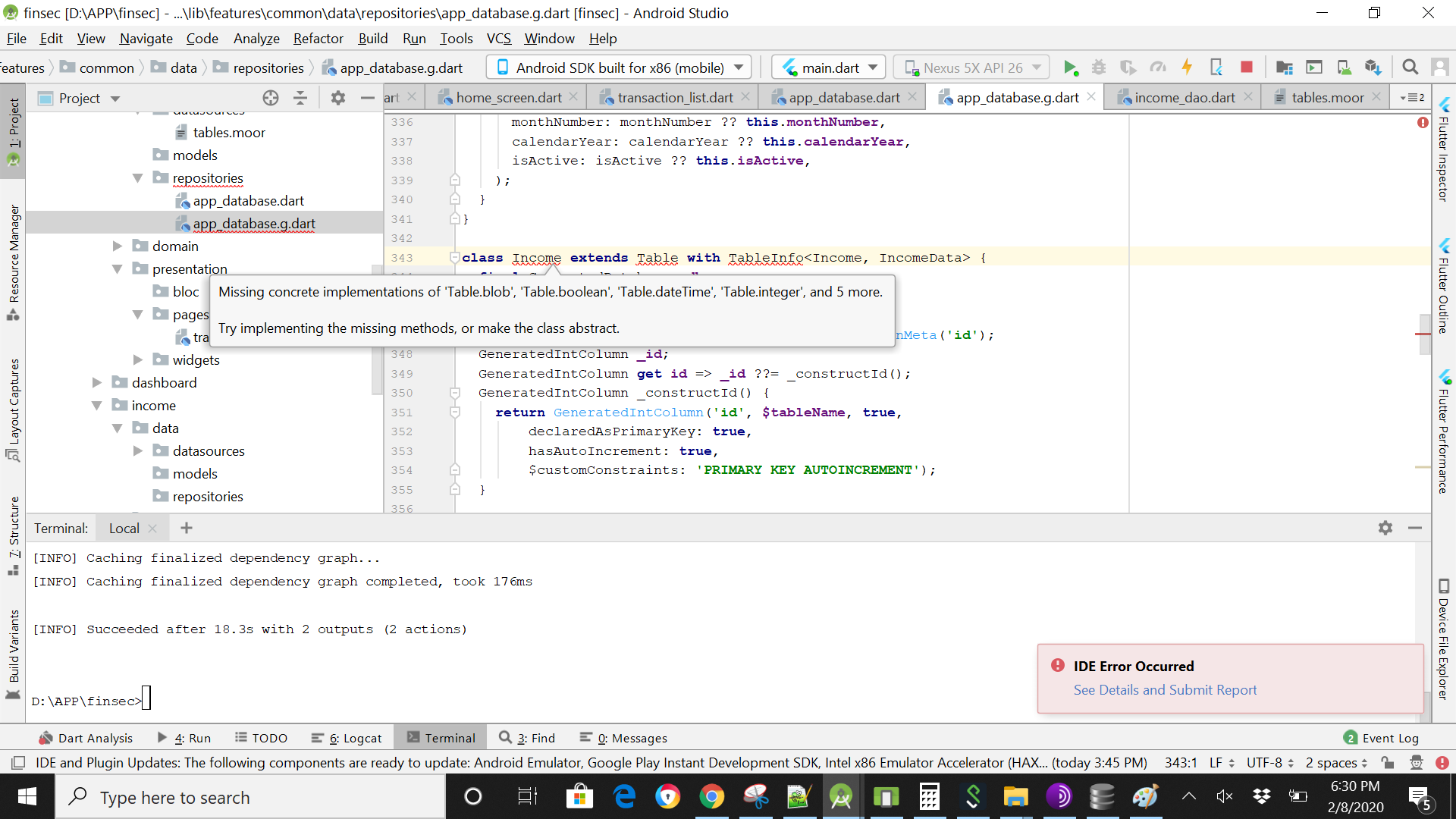 errors in app_database.g.dart file · Issue #385 · simolus3/drift · GitHub