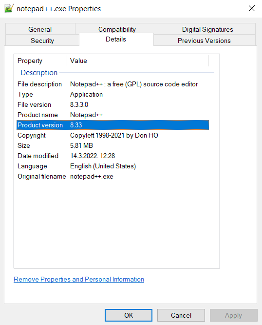 Wrong application version in file details · Issue #11431 · notepad-plus ...