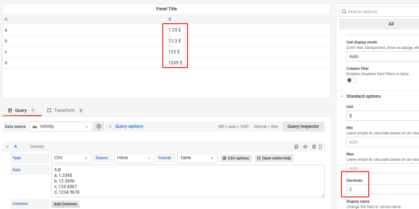 [Bug] CSV numbers not follow panel's decimals setting · Issue #168 · grafana/grafana-infinity ...