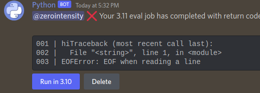 `eval` Breaks When Using Stdin · Issue 2255 · Python Discordbot · Github