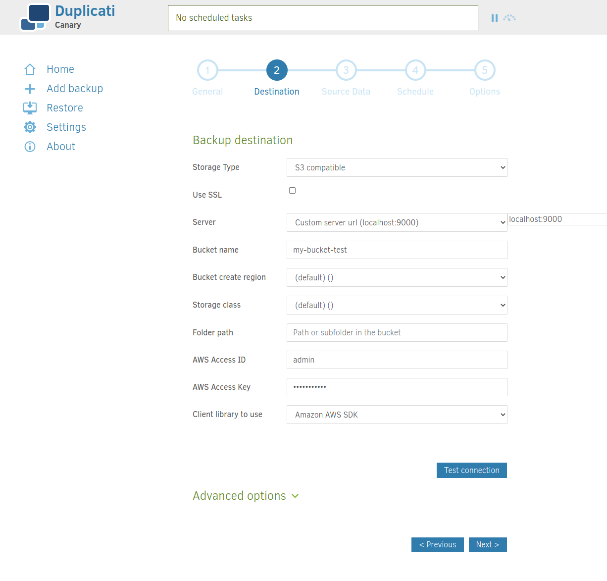 [s3][minio] MinIO API responded with message=Unsuccessful response from server without XML error ...